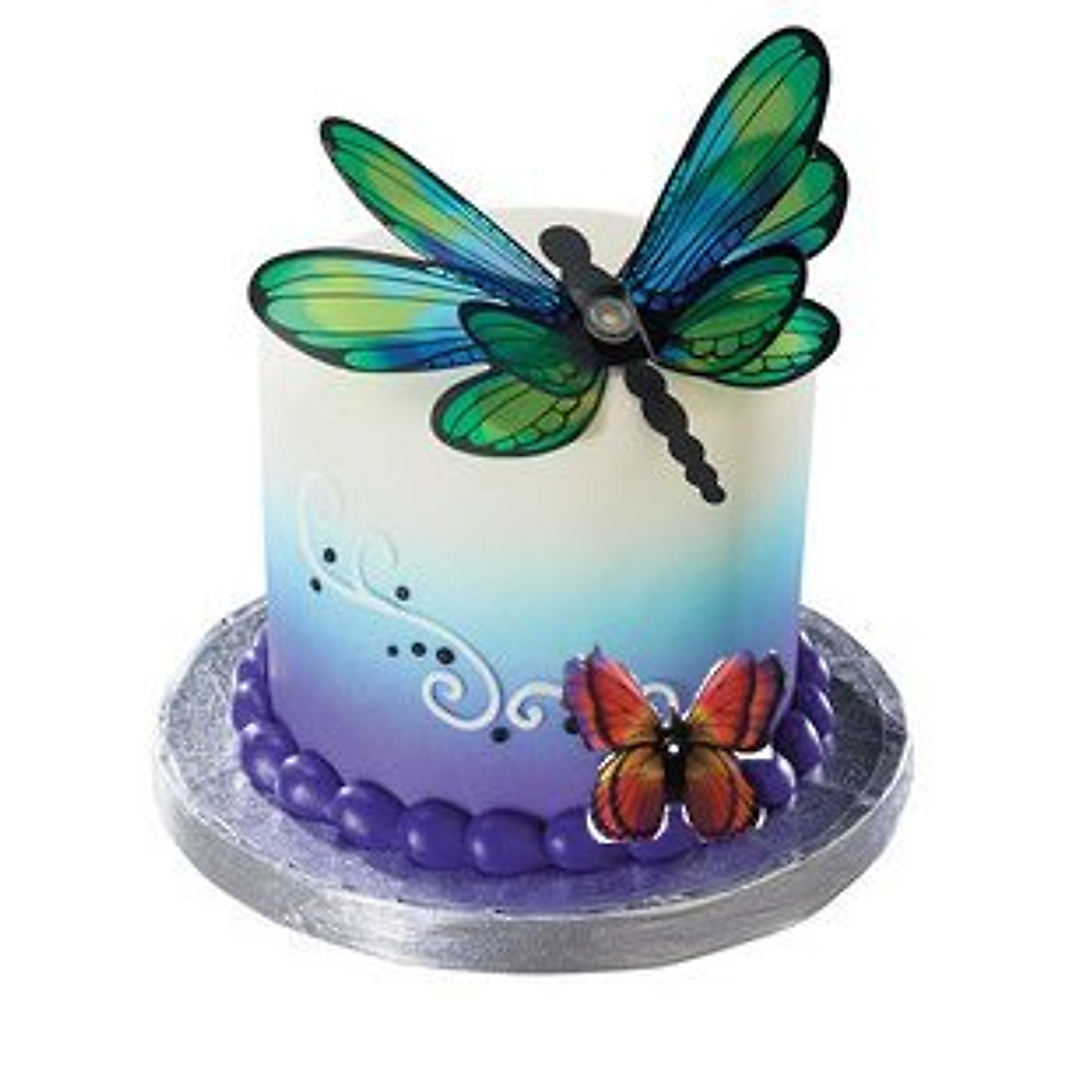 4" X 2" Round Cake Decoration Fake Cake Foam Dummy with Butterfly Cake Topper