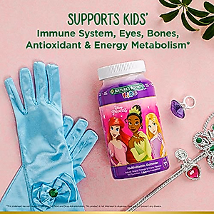 Nature's Bounty Disney Princess Kids Gummy Multivitamin, Natural Grape, Orange & Cherry Flavored, No Gluten, Dairy, or Peanuts, 180 Gummies