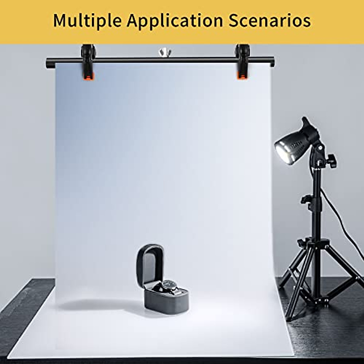 Meking T-Shape Photo Backdrop Stand, 8.56 x 6.56ft PVC Background Photography Support Stand System Kit with Carrying Bag & 4 Spring Clamps