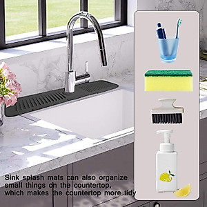 5°Slope Kitchen Sink Splash Guard, 24”x 5.5” Silicone Sink Faucet Mat Handle Drip Catcher Tray Behind Faucet, Drying Mat for Kitchen Counter Bathroom Kitchen Sink Splash Guard