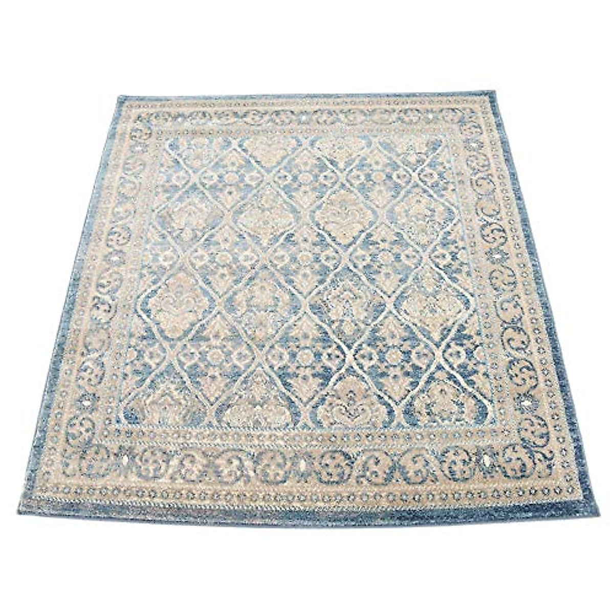 Unique Loom Salzburg Collection Classic Traditional Medallion Design Oriental Inspired with Intricate Border Area Rug, 4 ft, Navy Blue/Light Brown