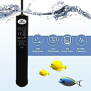 Submersible Aquarium Heater with Thermometer, LEDGLE Fish Tank Heater for 3 to 5 Gallon Betta Tank, Saltwater or Freshwater Aquariums, Turtle, Auto Intelligent LED Digital Display