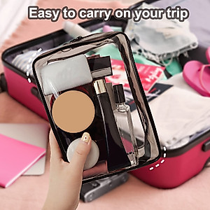 Veiai Clear Travel Bags for Toiletries, 2 Pack Large Clear Comestic Pouch, Multipurpose Transparent TSA Makeup Bag with Zipper Portable Makeup Organizer for Women Men Traveling Trip