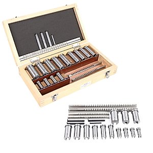 22 Pcs Keyway Broach Set W/ 4 Pcs Broach & 13 Collared Bushing & 5 Gaskets, in Fitted Box, Metric Size Industrial Tools Broaching Cutter Collared Bushing Shim Set in Fitted Box
