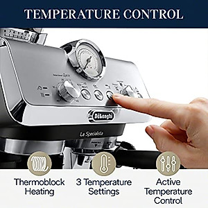 De’Longhi La Specialista Arte EC9155MB, Espresso Machine with Grinder, Bean to Cup Coffee & Cappuccino Maker with Professional Steamer, My Latte Art Milk Frother,Barista SS Kit Included, 1450W, Metal