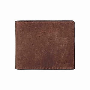 Fossil Men's Derrick Leather RFID-Blocking Bifold Passcase with Removable Card Case Wallet, Brown, (Model: ML3771200)