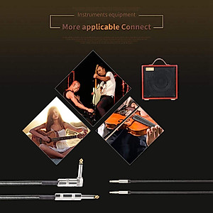 SUNYIN Amp Cord for Electric Guitar,10-Feet Electric Instrument Guitar Bass Cable,Straight to Right Angle Guitar Amp Cord with Gold Plated 3.5mm&6.5mm Stereo Adapter,Audio Cable,4 Picks