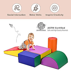 GLACER Crawl and Climb Foam Play Set, 5 Piece Lightweight Colorful Fun Activity Play Set for Climbing, Crawling and Sliding, Safe Foam Playset for Toddlers, Preschoolers, Baby and Kids (Multicolor)
