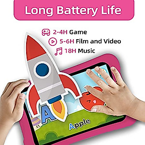 HAOVM Kids Tablet, 8 Inch Android 11.0 Tablet for Kids, 2GB RAM, 32GB ROM, Learning Apps - Pink Kid-Proof Case
