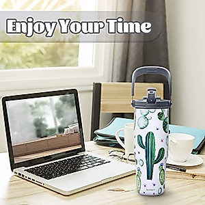 SOMANT 30oz Tumbler with Handle Lid and Straws Stainless Steel Insulated Reusable Double Wall Hot and Cold Beverages Travel Mug Home and Office Water Bottle Thermal Cup gift for kids