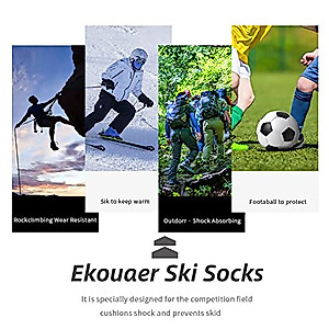 Ekouaer Ski Socks for Men & Women, Skiing, Snowboarding, Winter Sports, Knee-High, Warm, Breathable 2 Pairs Pack