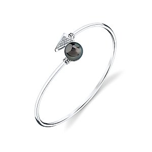 The Pearl Source 8-9mm Genuine Black Tahitian South Sea Cultured Pearl Becky Bracelet for Women