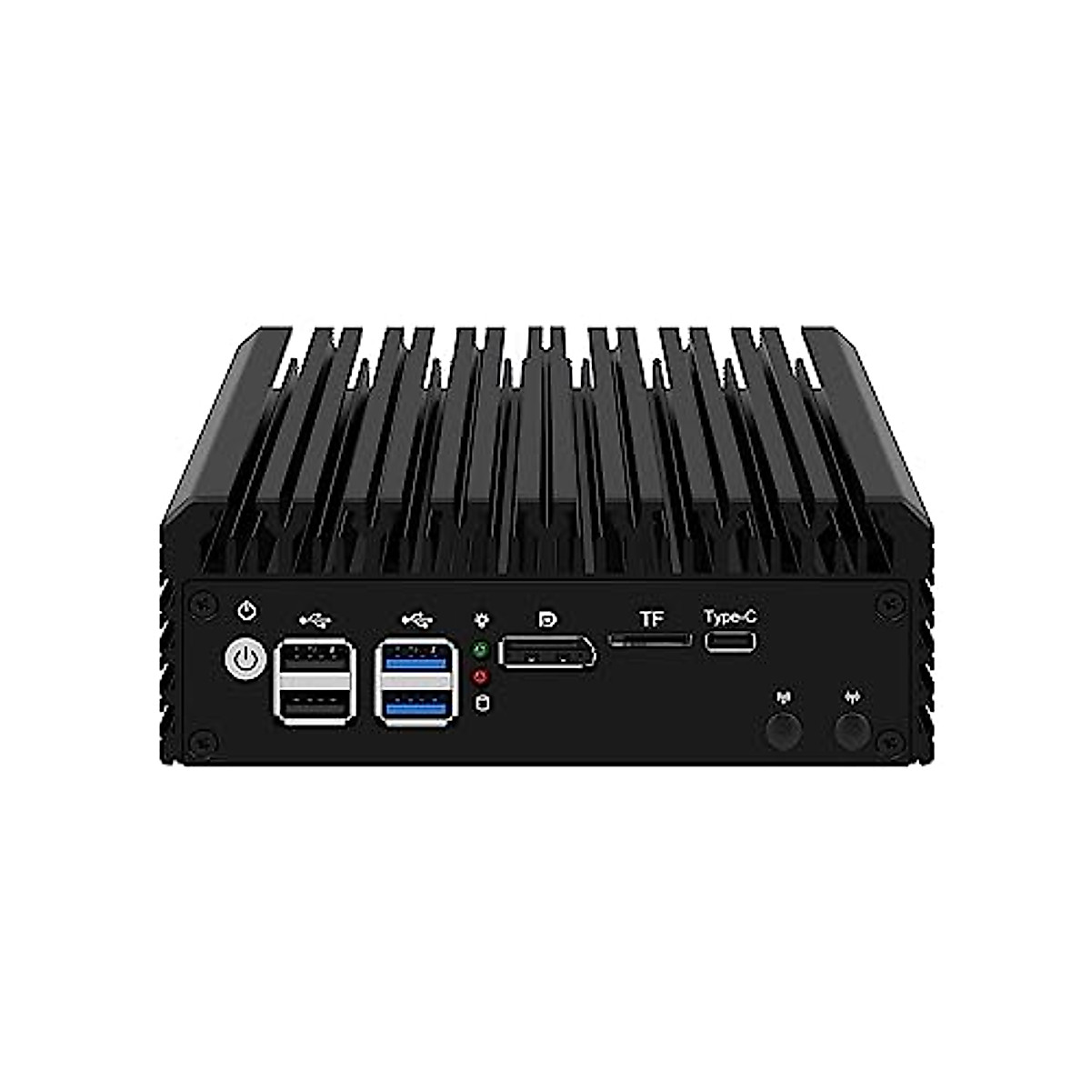 HUNSN Micro Firewall Appliance, Mini PC, VPN, Router PC, Intel Alder Lake-N 12th Gen N100, RJ42, 4 x 2.5GbE I226-V, 2 x HDMI, DP, TF, Type-C, Barebone, NO RAM, NO Storage, NO System