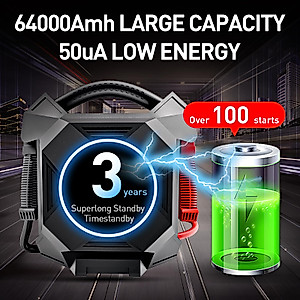 YULU CAT-797 Ultra-Powerful Jump Starter - 18000A 12V/24V Battery Booster Pack with Commercial Jumper Cables, Portable and Safe for Gasoline and Diesel Engines up to 50-Liters