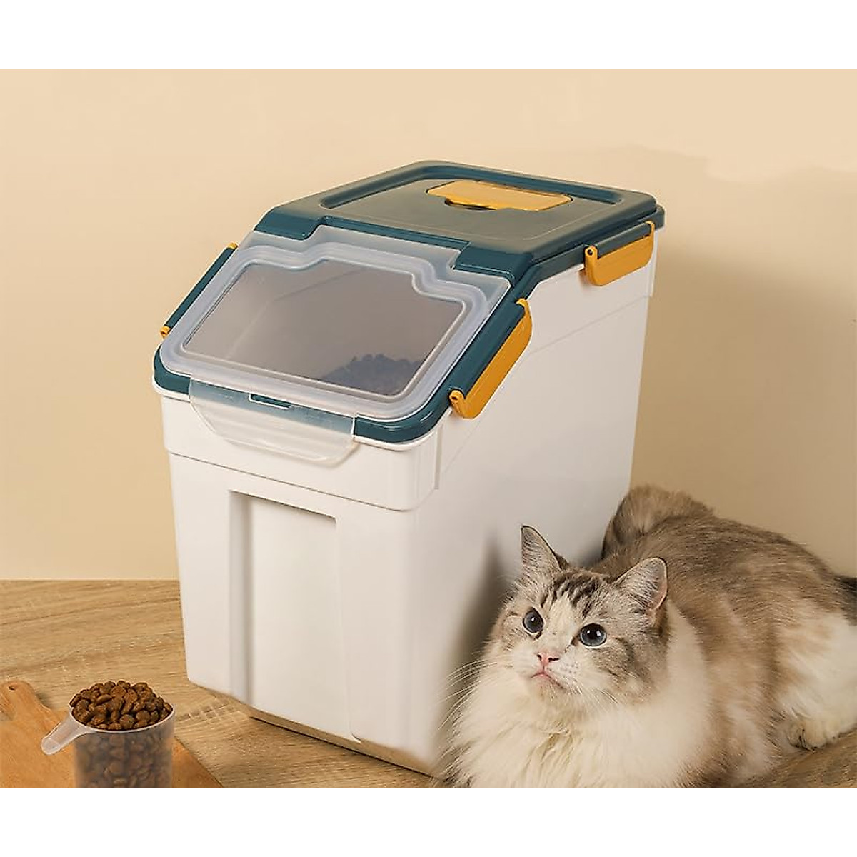 AnRui Large Flour Storage Containers 25Lbs Airtight Rice Storage Container BPA Free Kitchen Pantry Food Storage Bin Sugar Snack Cereal Grain Organizer Box with Wheel, Scoop, 4Pack, Blue