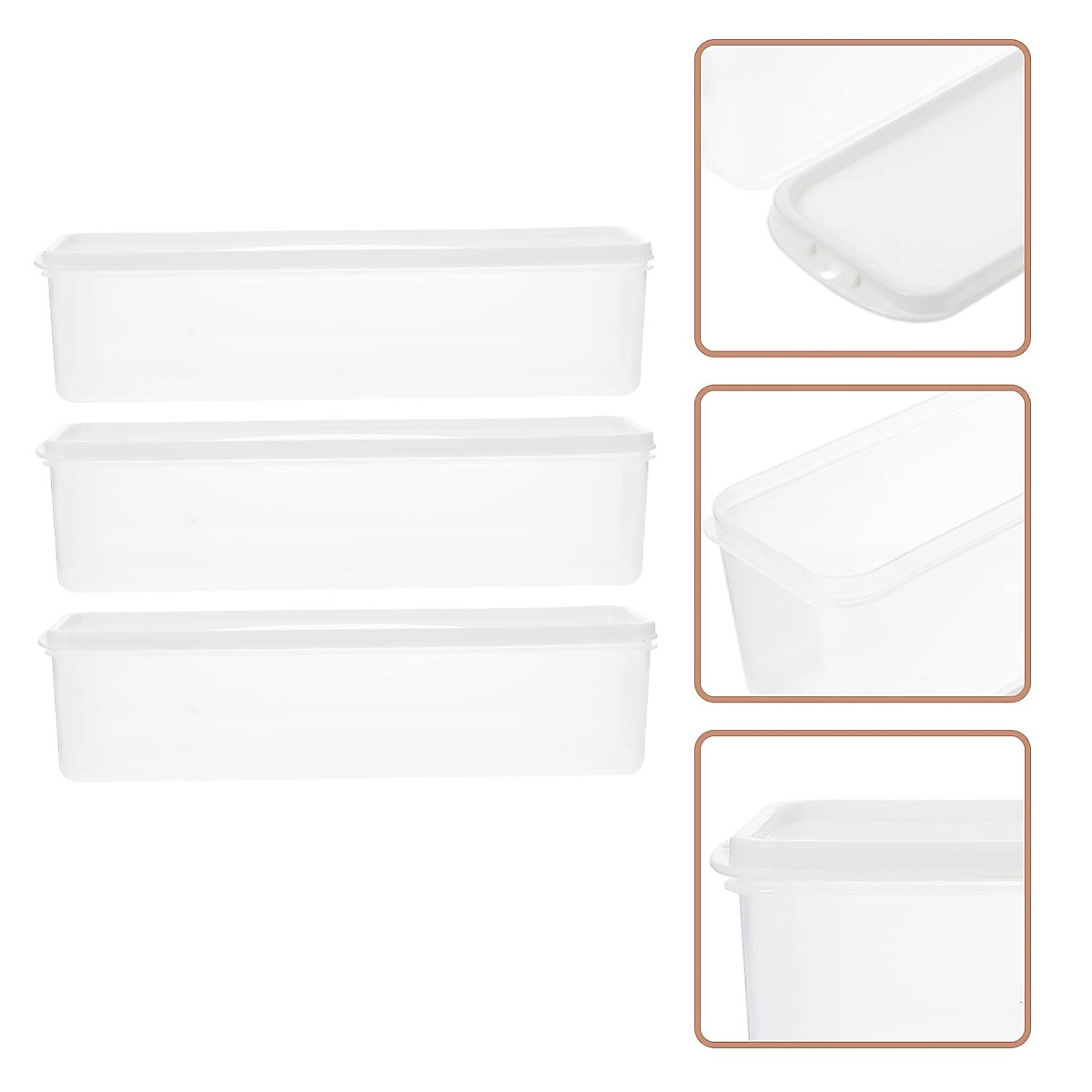 Zerodeko 3pcs Transparent Noodle Box Pp Crisper Flour