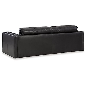 Signature Design by Ashley Amiata Modern Leather Match Sofa with Non-skid Legs, Black