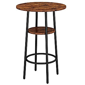 Lostcat 3-Piece Bar Table Chairs Set,Bar Table and Chairs Set with PU Upholstered and Backrest for Kitchen Small Dining, Living Room,Rustic Brown