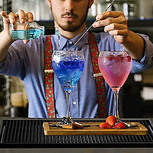 Tebery 2 Pack Rubber Bar Mats,12" x 6" Black Bar Service Spill Mat Drying Mat