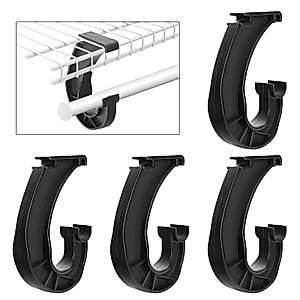 4Pack Hanging Rod Support，3/4Closet Shelf Rod Holder , J-Shaped Closet Brackets forHanging Clothes,Cabinets Storage 5629 (4pack White)