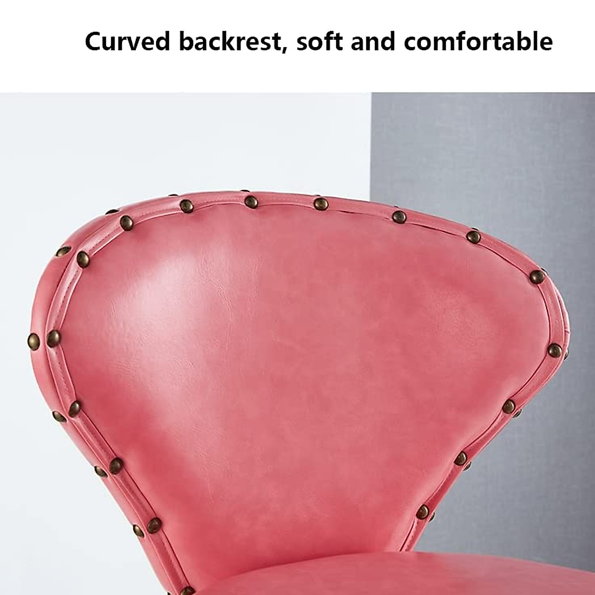 PU Office Computer Chair Desk Chair Round Stool with Backrest Swivel Hydraulic Gas Lift Height Adjustable for Home Bedrooms(Color:Red)