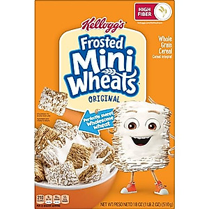 Kellogg's Frosted Mini-Wheats Cold Breakfast Cereal, High-Fiber, Whole Grain, Original, 18oz Box (1 Box)