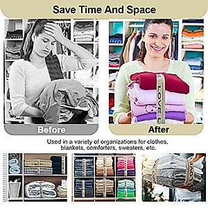Upgraded Closet Organizer for Bed Sheets, Clothes Storage and Organization System for Linen Closet, Blanket Storage Band with Label, Wardrobe Space Saver for Bedding, Comforters, Sweater, Towel