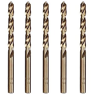 Hymnorq M35 Cobalt Steel Fractional 9/32 Inch Dia. x 4.25 Inch Long Twist Drill Bit Set of 5pcs, Jobber Length Round Shank, Self-Centering Split Point, Heat Resistant for Metalworking