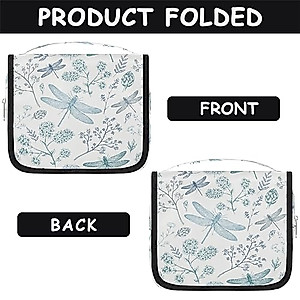 Dragonflies Insects Plants Travel Toiletry Bag Cosmetic Makeup Bag for Women Men Hanging Hook Wash Toiletries Portable Toiletry Bags Organizer