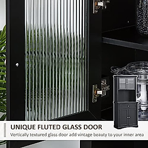 HOMCOM 71" Traditional Freestanding Kitchen Buffet with Hutch, Pantry Cabinet with 4 Doors, 3-Level Adjustable Shelves, and 1 Drawer, Black