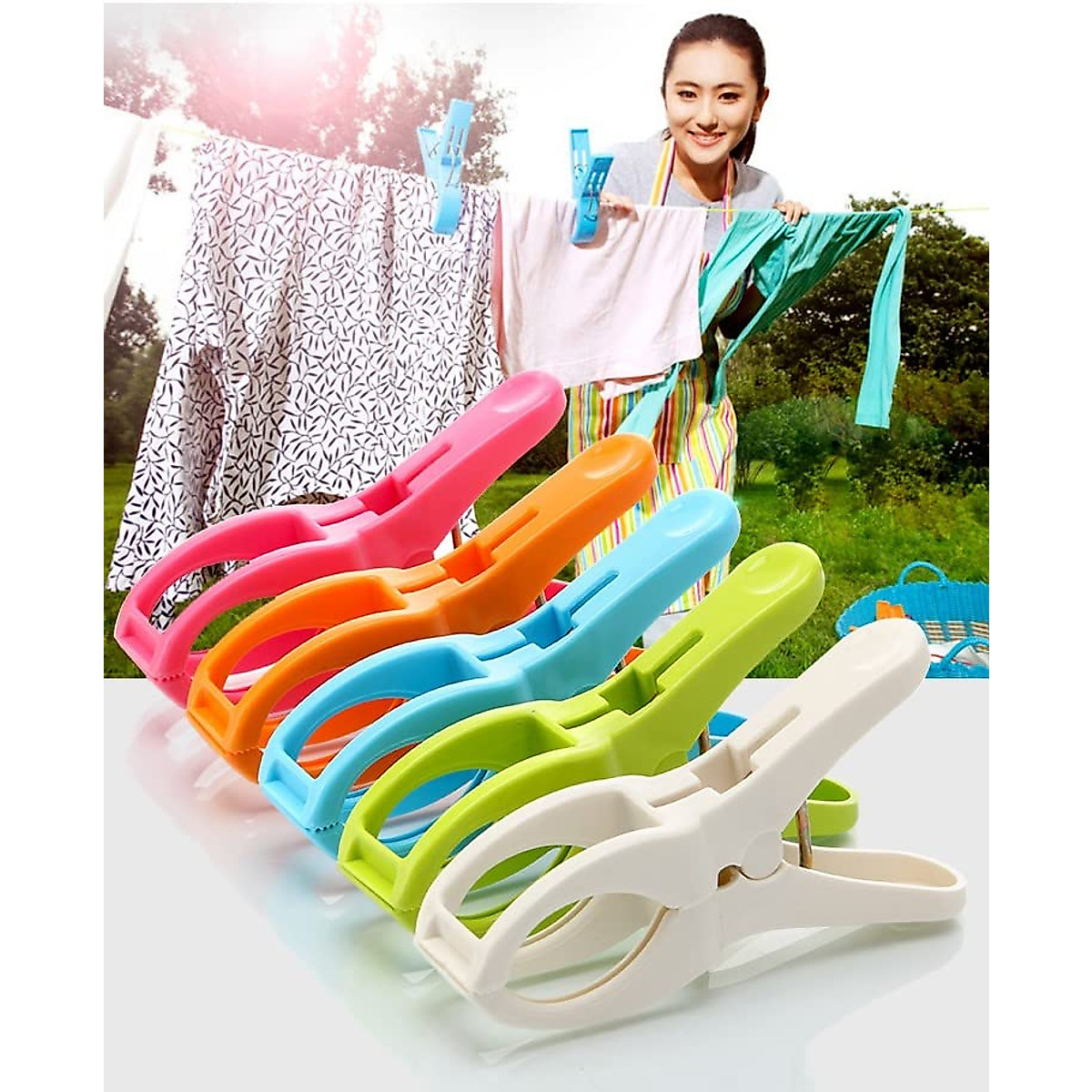 Beach Towel Chair Clips 4.5 Inch 10 Pcs,Big Size Color Plastic Lounge Chair Towel Clips,Pool Clips to Keep Towel from Blowing Away for Family Daliy Use