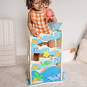 Melissa & Doug Rollables Wooden Ocean Slide Infant and Toddler Toy (5 Pieces) - FSC Certified