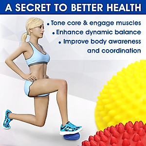 Vruping 1 Pcs Hedgehog Balance Pods, Pimples Pilates Ball, Yoga Half Ball, Half Spiky Fitness Domes Physical Fitness Massage Balls Motor Skills Yoga Gymnastics Exercise for Kids Adults(#4)