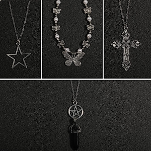 LIRUNQIN Y2k Accessories Goth Grunge Y2k Star Indie Butterfly Boho Cross Pendent Y2k Jewelry for Women Men