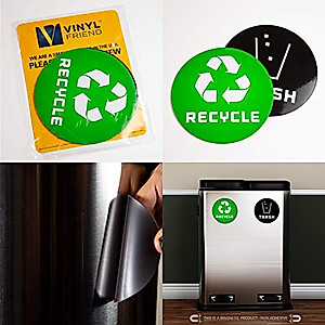 (4in x 4in) Recycle Logo and Trash can Magnetic to Organize Your Trash - for Trash cans, Garbage containers and Recycle Bins - Premium Magnetic Decal (4in x 4in, Green - Magnetic)