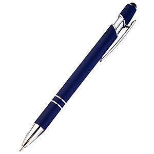 PASISIBICK 12 Pieces Blue Ballpoint Pen with Stylus Tip, 2 in 1 Stylus Stylish Pen, Premium Metal Stylus Pen for Touch Screens, Black Ink, 1.0 mm Medium Point.(12 PCS Blue)