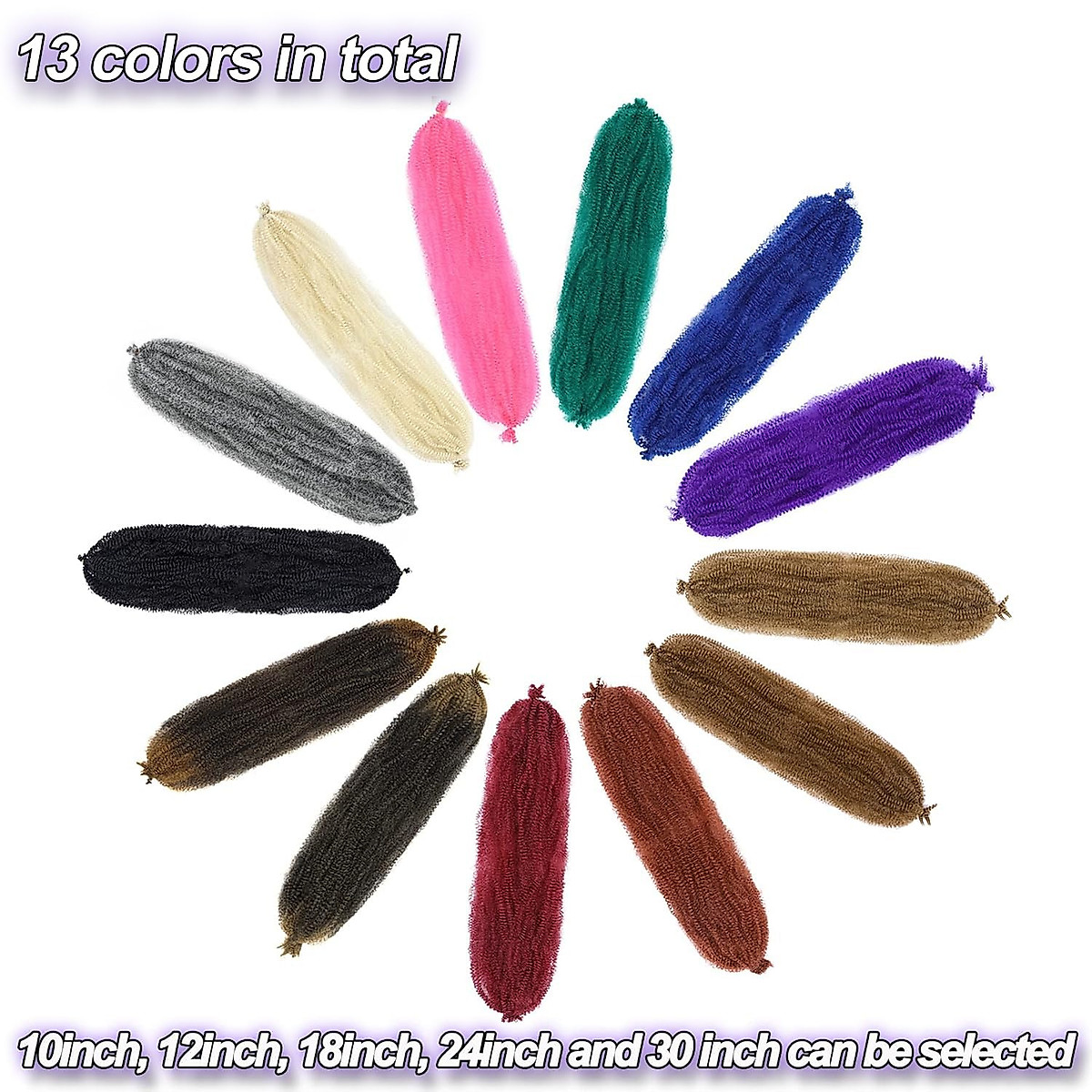 Springy Afro Twist Hair 8 Packs Marley Twist Braiding Hair Pre Separated Spring Twist Hair for Faux Locs Crochet Hair Kinky Twist for Braiding Synthetic Hair Extensions (1b#, 24inch(Pack of 8))