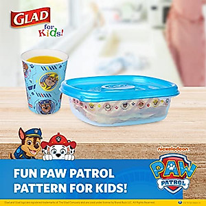 Glad for Kids Paw Patrol GladWare Medium Lunch Square Food Storage Containers with Lids | 25 oz Kids Food Containers with Paw Patrol Design, 5 Count Set | Tight Seal Food Storage Containers for Food