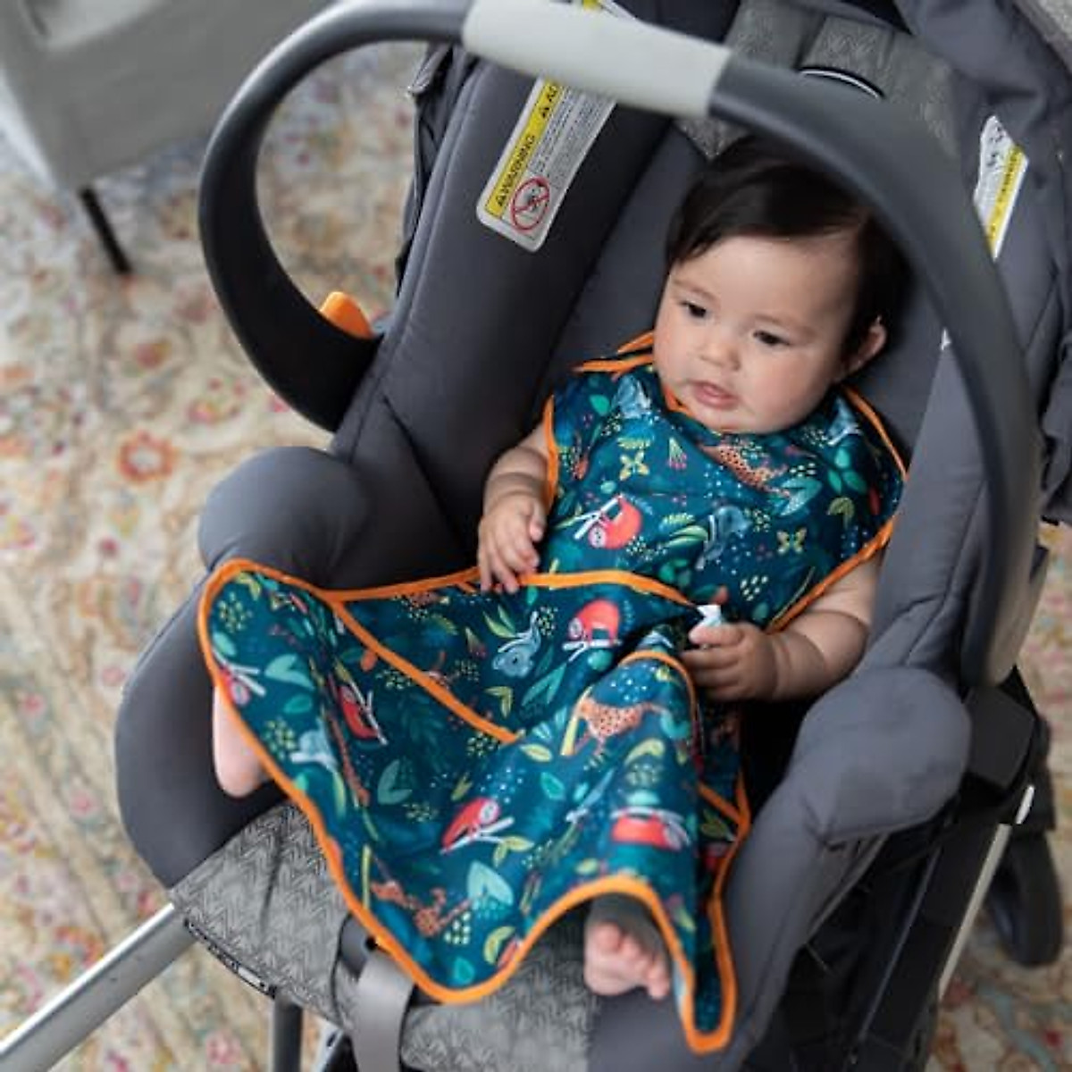 Bumkins Bibs for Girl or Boy, SuperBib Baby and Toddler for 6-24 Months, Full Cover Large Oversize, Essential Must Have for Eating, Feeding, Car Seat, Baby Led Weaning Supplies, Mess Saving, Jungle