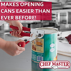 Commercial Can Opener, Heavy Duty Can Opener Manual for Large Cans With Anti-slip Grip Knobs, Sharp Cutting Discs, Bottle & Kitchen Manual Can Opener With Crank Handle by Chef-Master #90056 (2 Pack)