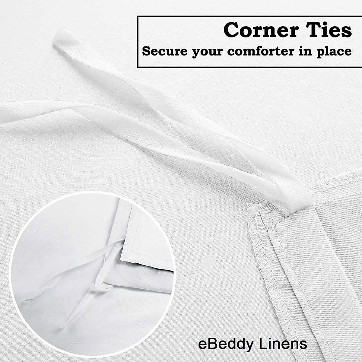 Precious Star Linen Decorative Pinch Pleated Pintuck Duvet Cover Set Super King 108x98 Inch with Zipper & Corner Ties, 800-TC 100% Cotton Soft & Cozy 1-Piece Duvet Cover, White