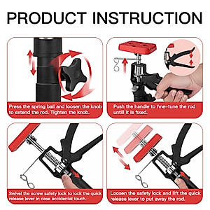 2PK Support Pole,Steel Telescopic Quick Adjustable 3rd Hand Support System, Support Rod, Supports up to 154 lbs Construction Rods for Cabinet Jacks Cargo Bars Drywalls Extends from 50 Inch to 118 Inch