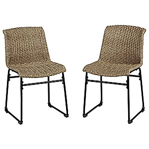 Signature Design by Ashley Outdoor Amaris Resin Wicker Patio Chair, 2 Count, Brown