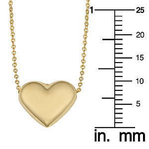 Kooljewelry 10k Yellow Gold Heart Necklace (18 inch)