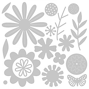 Sizzix Thinlits Die Set 17 Pack Bold Floral by Sophie Guilar, Multicolor
