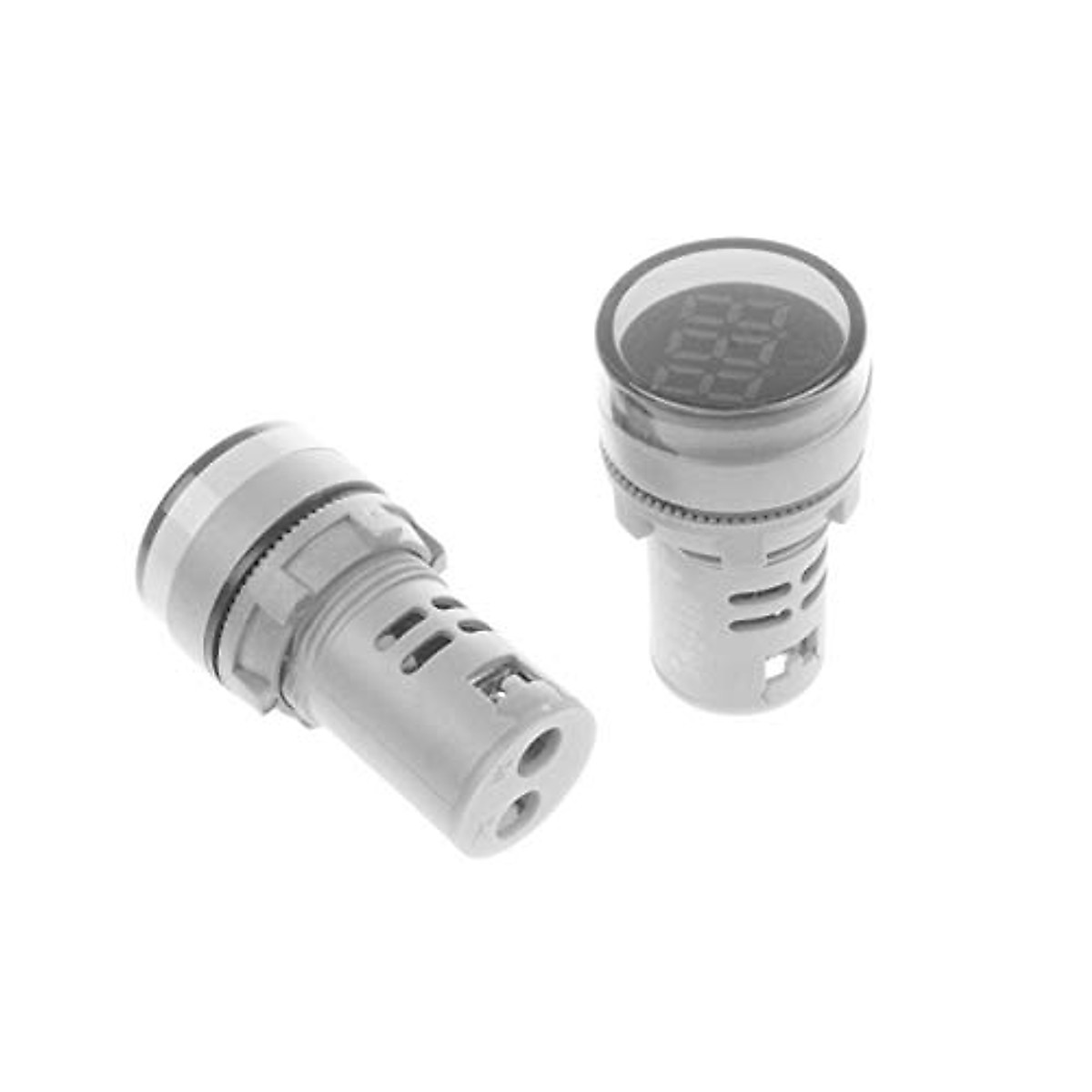 NOYITO 80-500V AC Digital Voltmeter 110V 220V 380V Red Green Yellow Blue White LCD Digital Display Small Round Head (Pack of 2) (White)