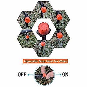 Kalolary 100Pcs 1/4Inch Adjustable Micro Drip Irrigation System Watering Sprinklers Anti-Clogging Emitter Dripper Garden Supplies(Red)