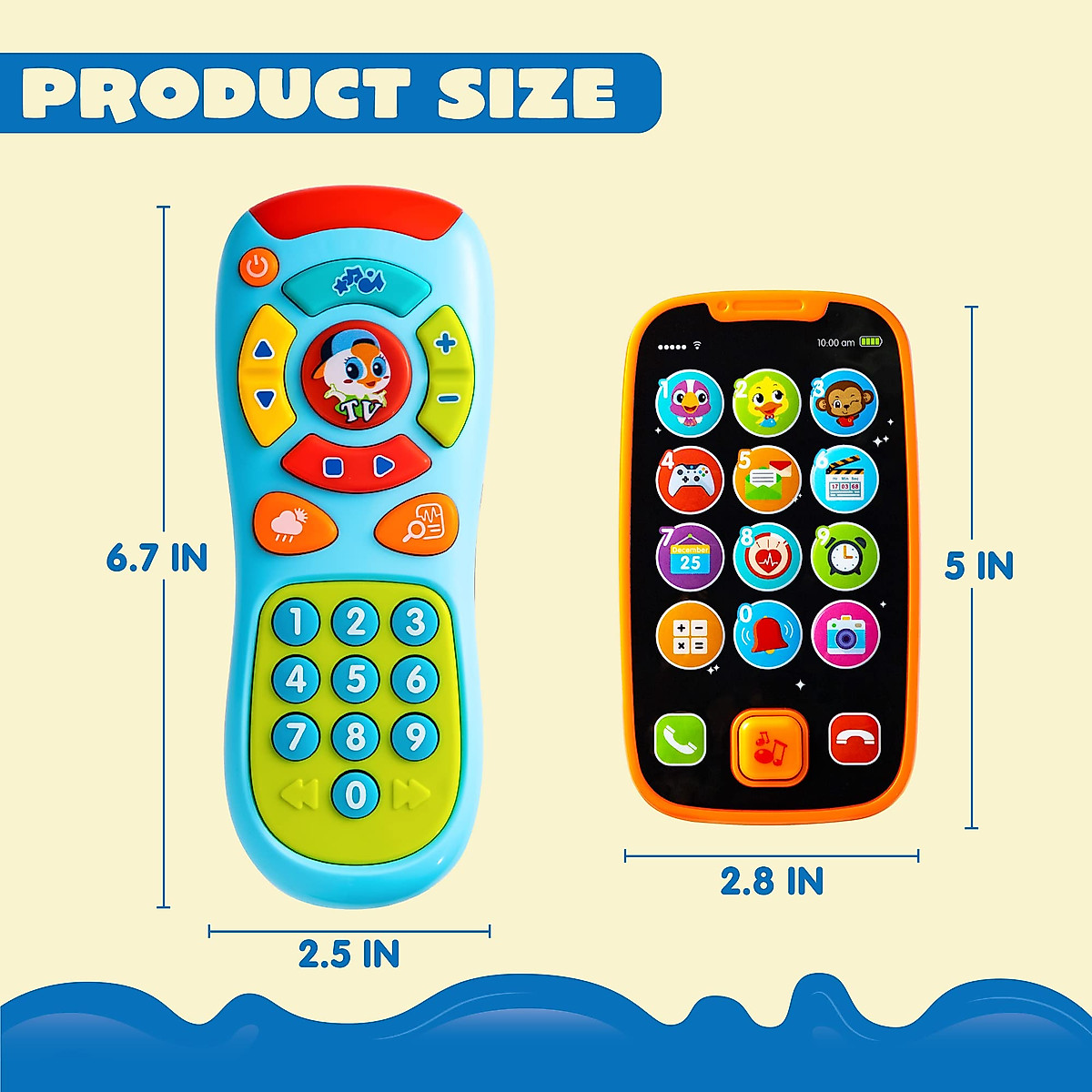 JOYIN Baby Learning Phone and Remote Toy for Toddler Fun Smartphone Toys with Music for Infants, Kids, Boys or Girls, Holiday Stocking Stuffers, Birthday and Toddler Presents Toys