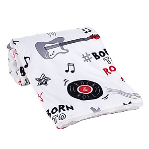 Lambs & Ivy Rock Star Baby Blanket - White, Modern