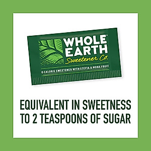 Whole Earth Sweetener Co. Stevia & Monk Fruit Sweetener, Erythritol Sweetener, Stevia Packets, Sugar Substitute, Natural Sweetener, 400 Count